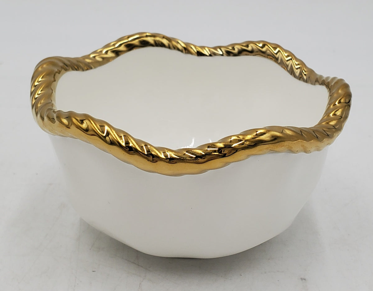 4" BOWL-ROUND-GOLD RIM – Kitchen Depot