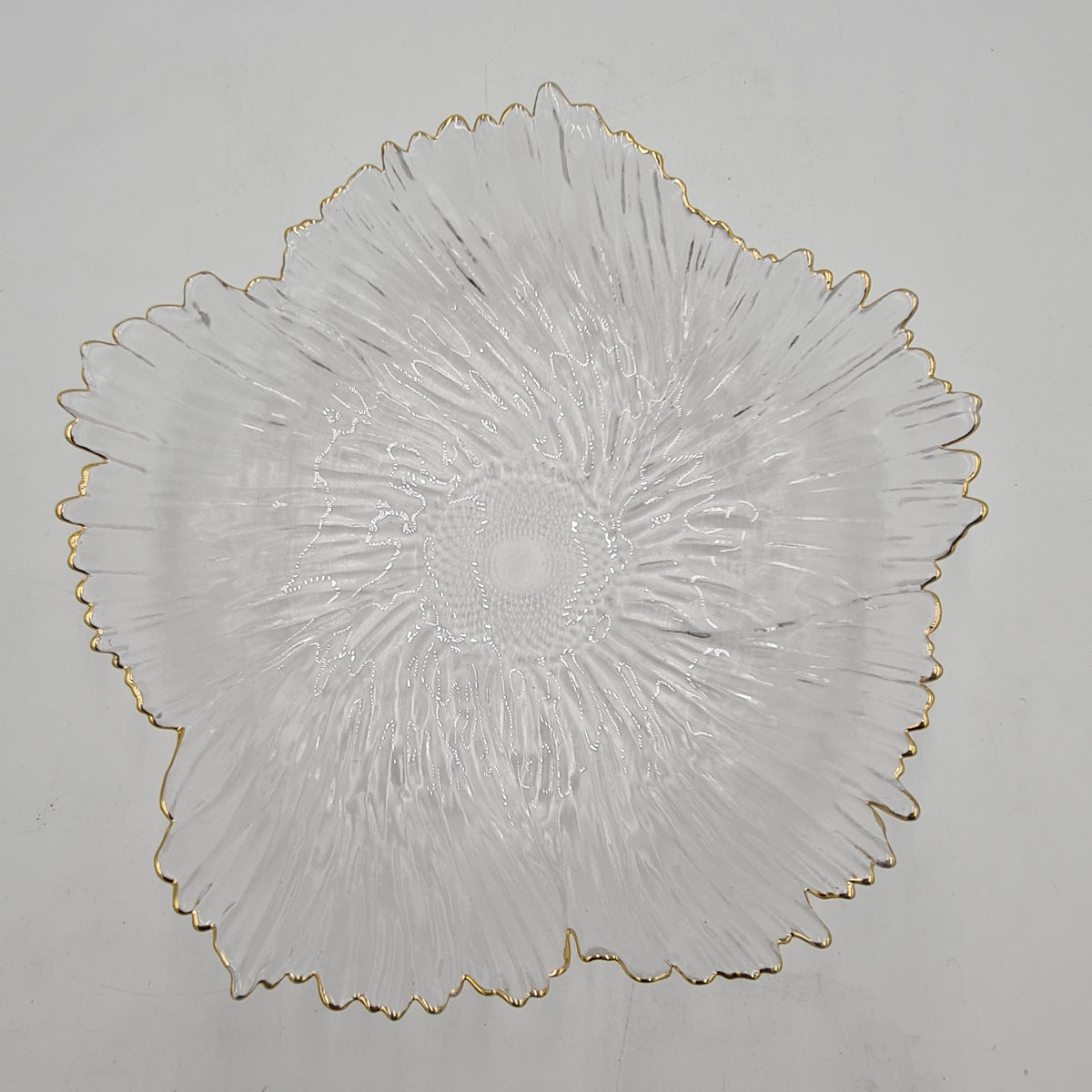 11.75"x3" FLOWER SHAPE PLATE-GOLD RIM – Kitchen Depot