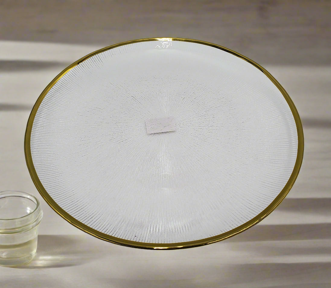 10.5" GLASS PLATE-GOLD RIM-ROUND – Kitchen Depot